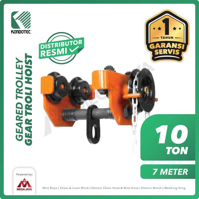 Jual KONDOTEC Geared Trolley / Gear Troli Hoist 10 Ton x 7 Meter di ...