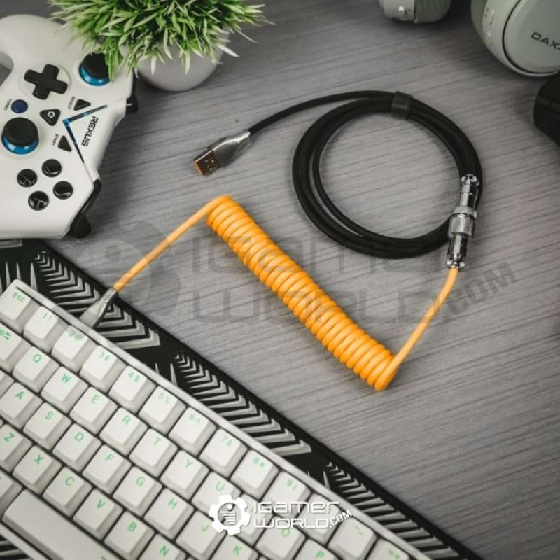 Promo Coiled Aviator Cable Spring Wire Type-C for Mechanical Gaming ...