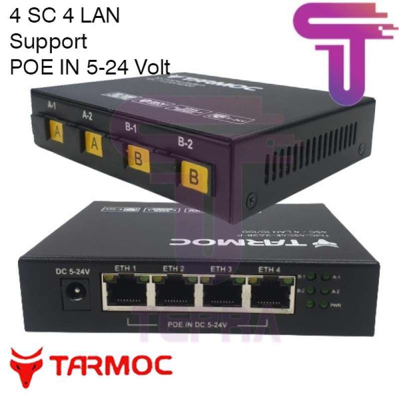 Promo Media Converter Ethernet Fiber Switch 4 Fo 4 Lan 100 Base-t|4 Sc ...