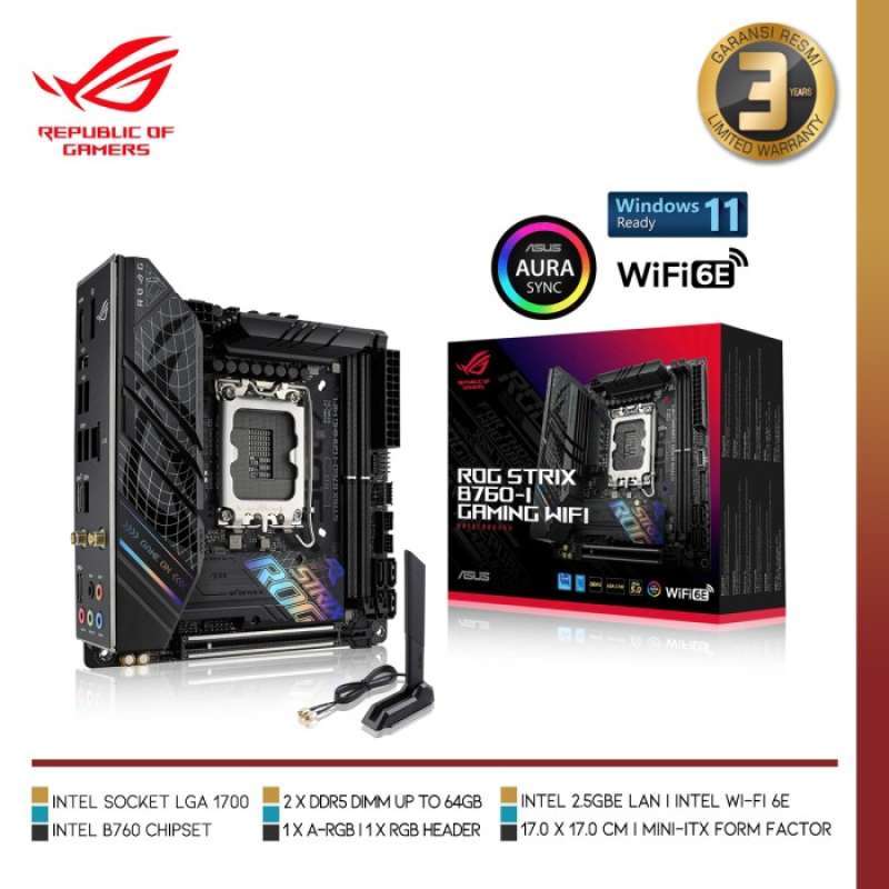 Promo Asus Rog Strix B760-I Gaming Wifi | Intel B760 Lga 1700 Ddr5 Mini-Itx Diskon 23% di Seller ...