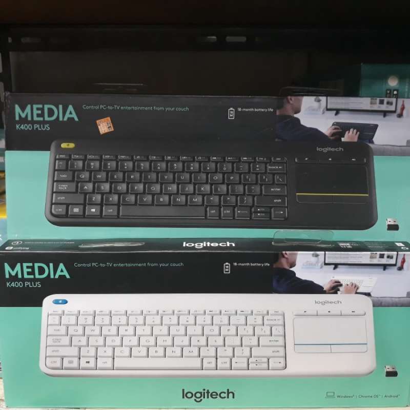Jual LOGITECH K400 Plus HITAM / PUTIH - Keyboard Wireless Touch Pad ...