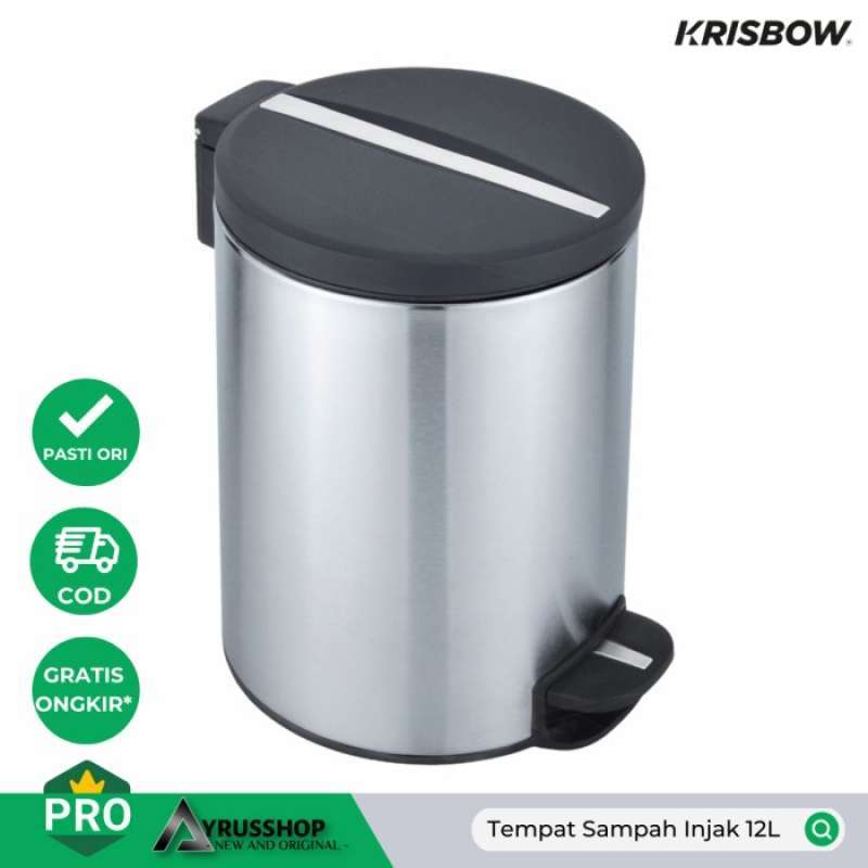 Jual Tempat Sampah Stainless Pedal Injak 12L Pedal Bin/Dustbin/Krisbow di Seller Graha Premier ...