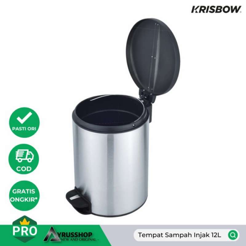 Jual Tempat Sampah Stainless Pedal Injak 12L Pedal Bin/Dustbin/Krisbow di Seller Graha Premier ...