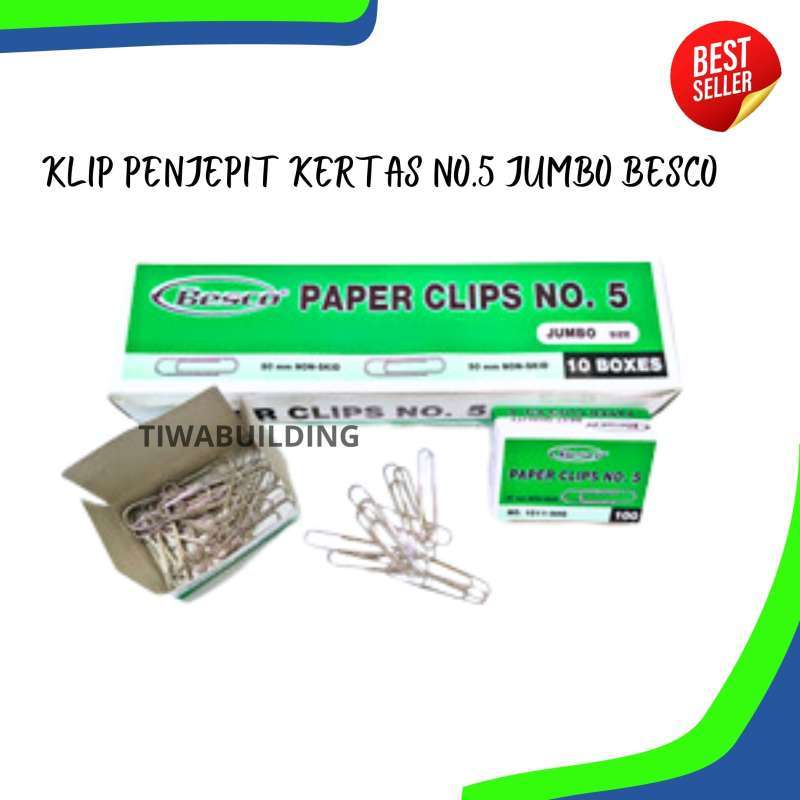 Jual KLIP PENJEPIT KERTAS / PAPER CLIP / TRIGONAL CLIP NO.5 JUMBO BESCO ...