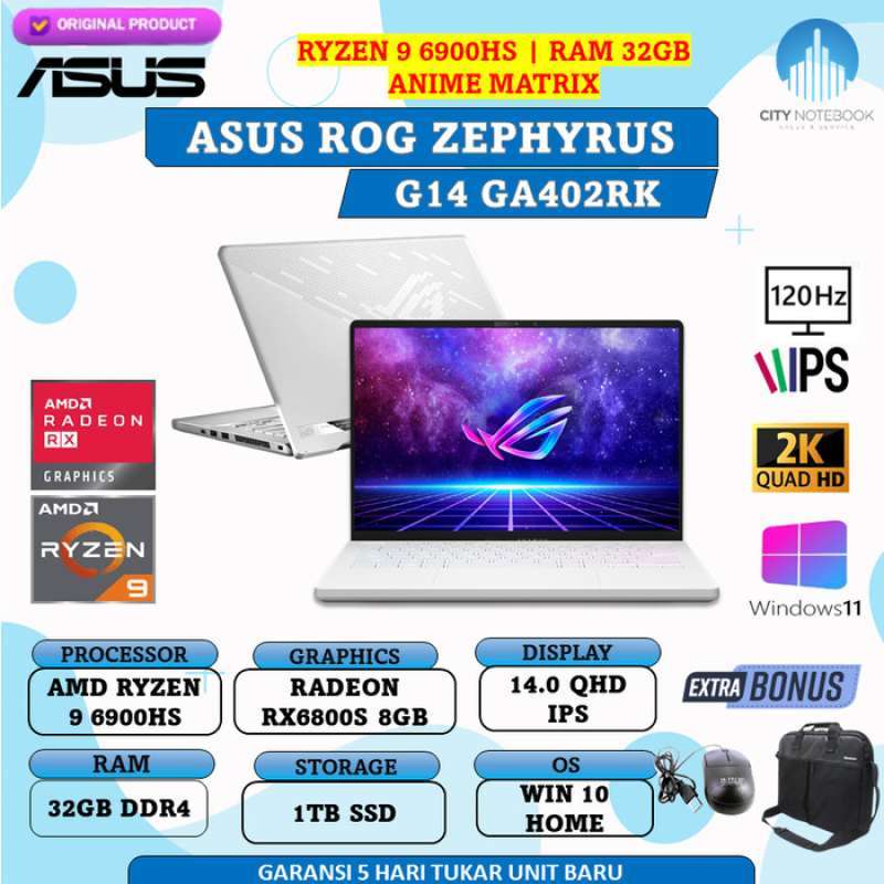 Promo ASUS ROG ZEPHYRUS G14 GA402RK R9-6900HS 32GB 1TBSSD RX6800S ...
