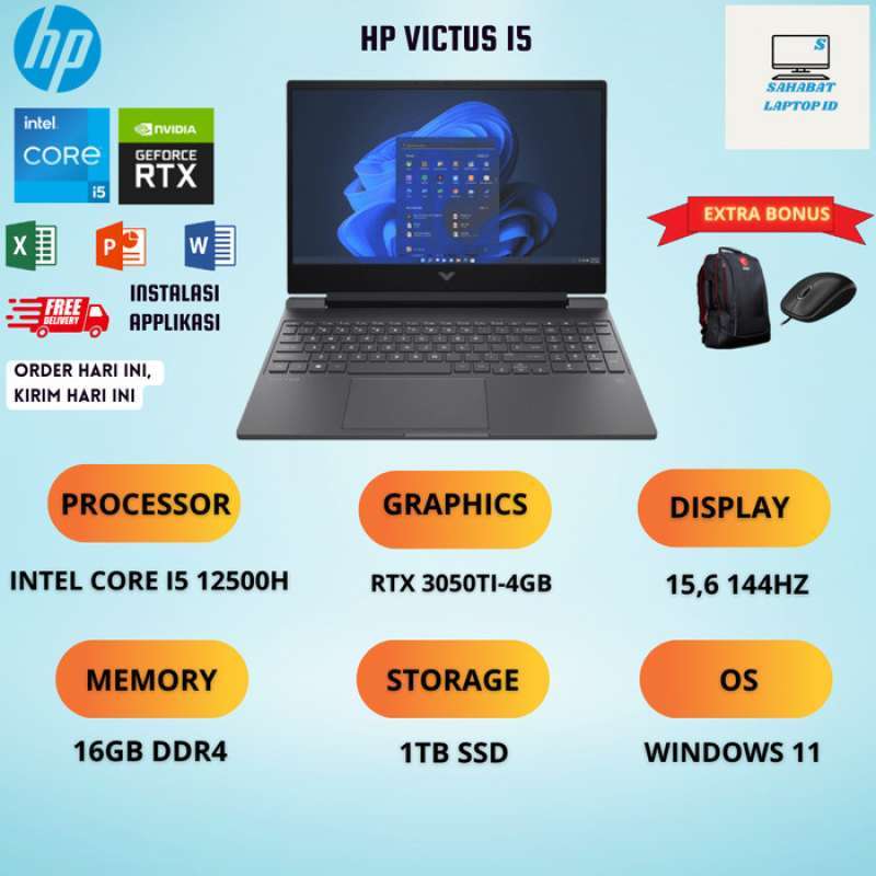 Promo LAPTOP GAMING HP VICTUS 15 RTX 3050 TI I5 12500H 16GB 1TB SSD ...