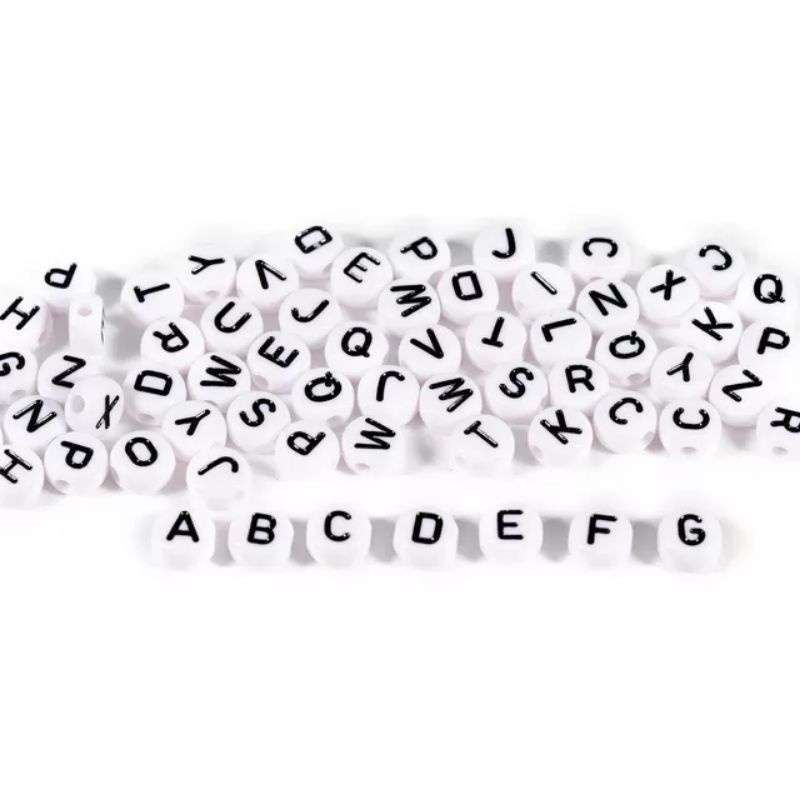 Jual [pilih Huruf] Abjad Bulat Putih Tulisan Hitam Alphabet Alfabet