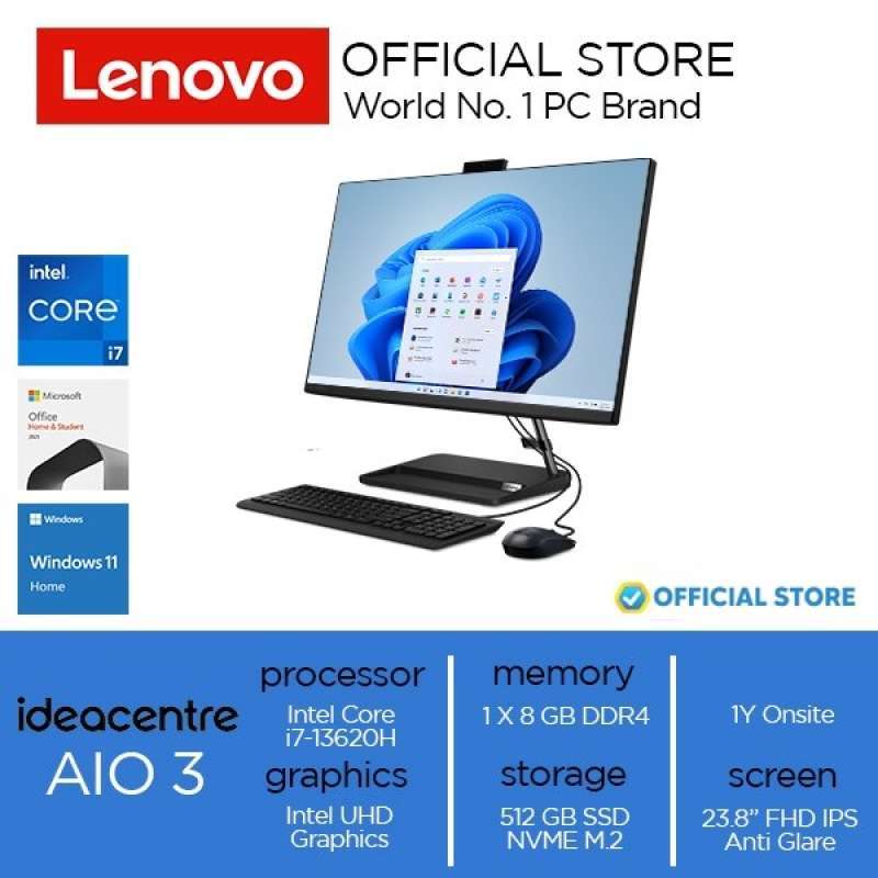 Jual Lenovo IdeaCentre AIO 3 24IAP7 Core i7-13620H 8GB 512GB W11+OHS di ...