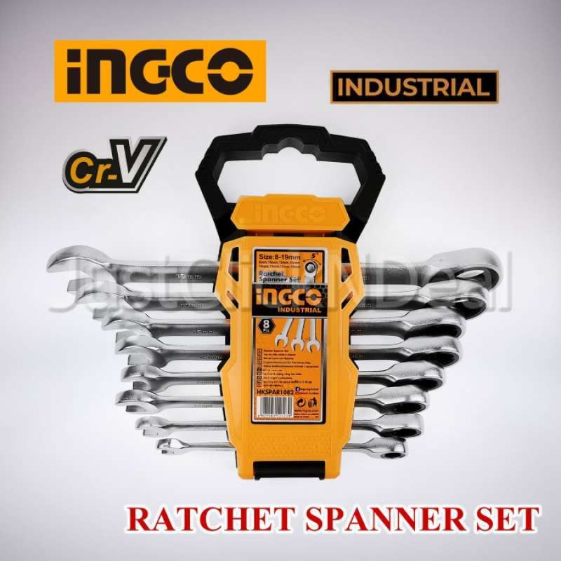Promo Ingco Ratchet Spanner Set 8-19mm 8 pcs Kunci Ring Pas Rachet ...