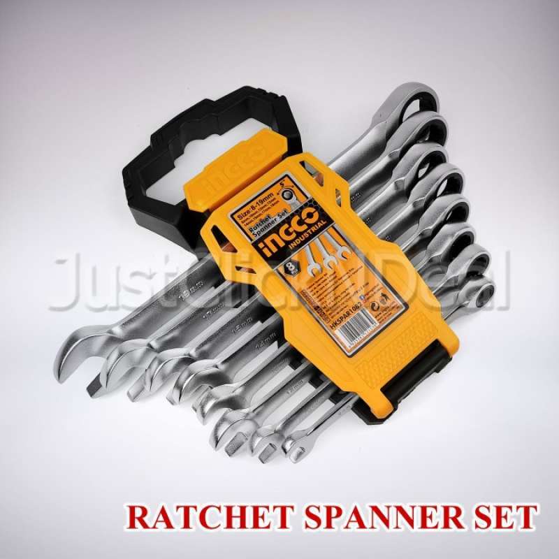 Promo Ingco Ratchet Spanner Set 8-19mm 8 pcs Kunci Ring Pas Rachet ...
