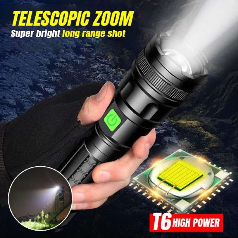 Jual Senter LED Super Terang Tactical Zoom Outdoor Rechargeable ...