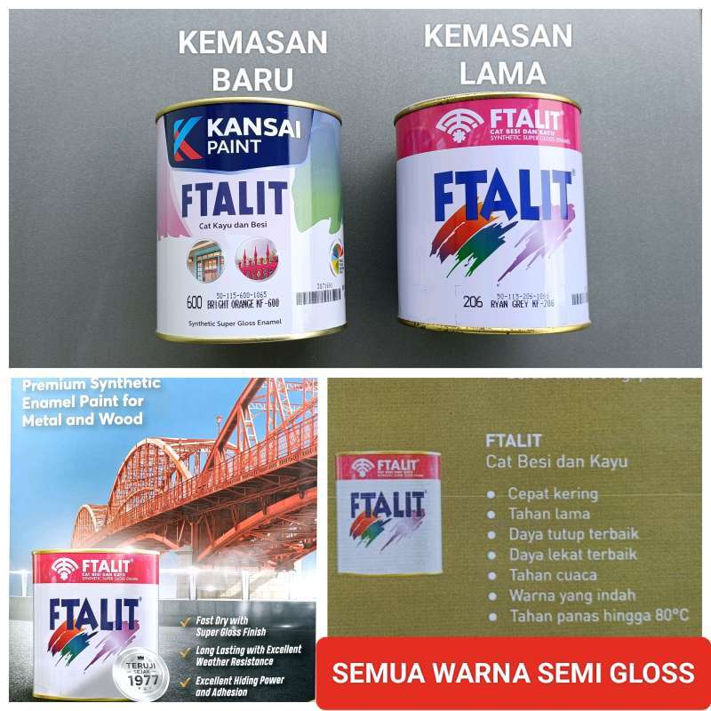 Jual Ftalit Semua Warna Semi Gloss 1 Kg Cat Minyak Besi Kayu Kansai Paint - Black Sg Di Seller ...