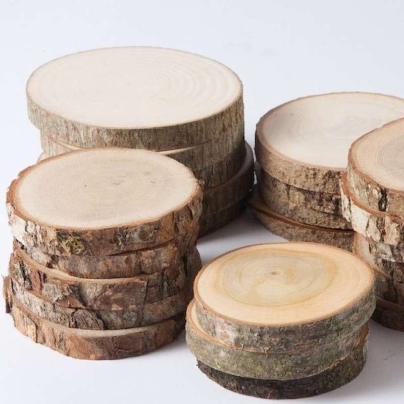 Jual wood slice/potongan kayu bulat/talenan bulat 20-22cm - Varnish di ...