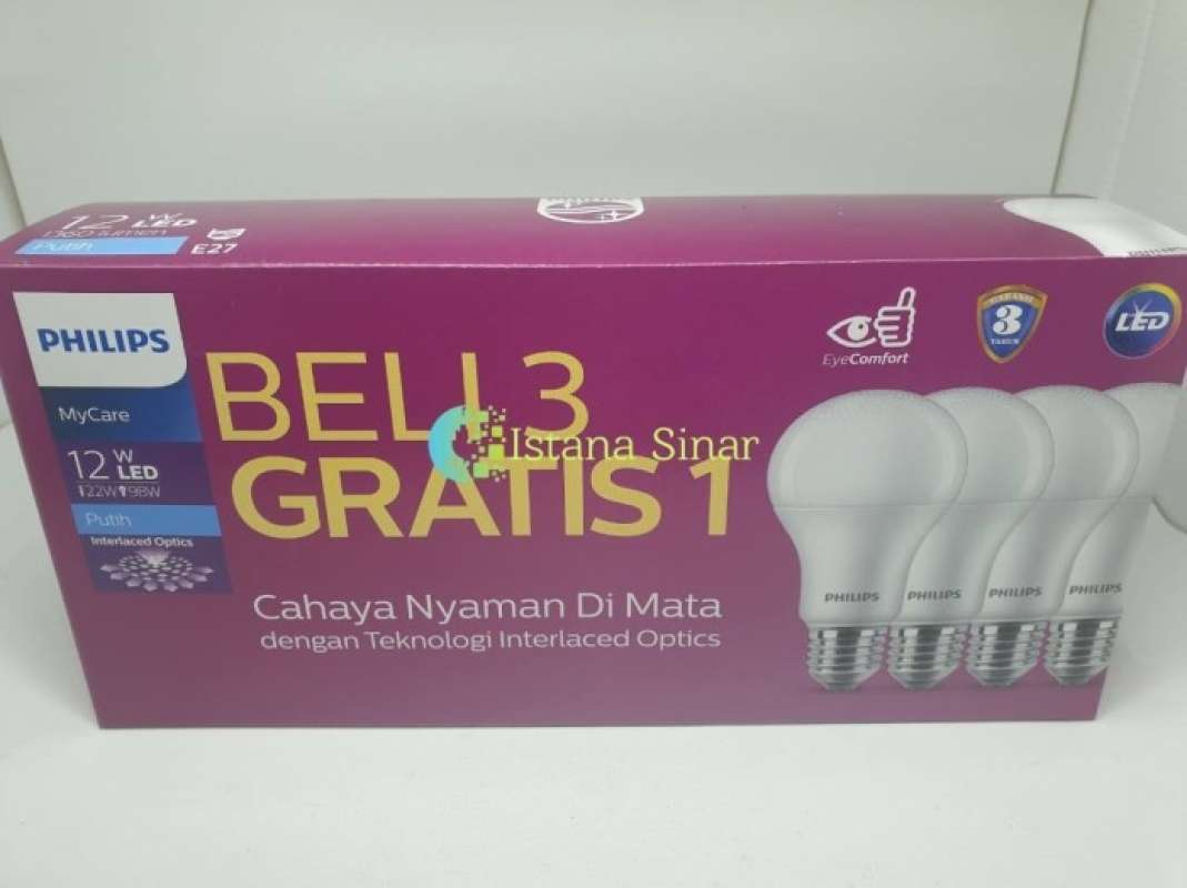 Promo Lampu LED Bulb Bohlam PHILIPS Paket 12 Watt Mycare Pack 12W isi 4 pcs Diskon 28% di Seller ...