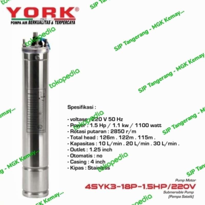 Promo Dinamo Motor Pompa Satelit Submersibel 1.1 1phase York 1.5hp Pipa ...