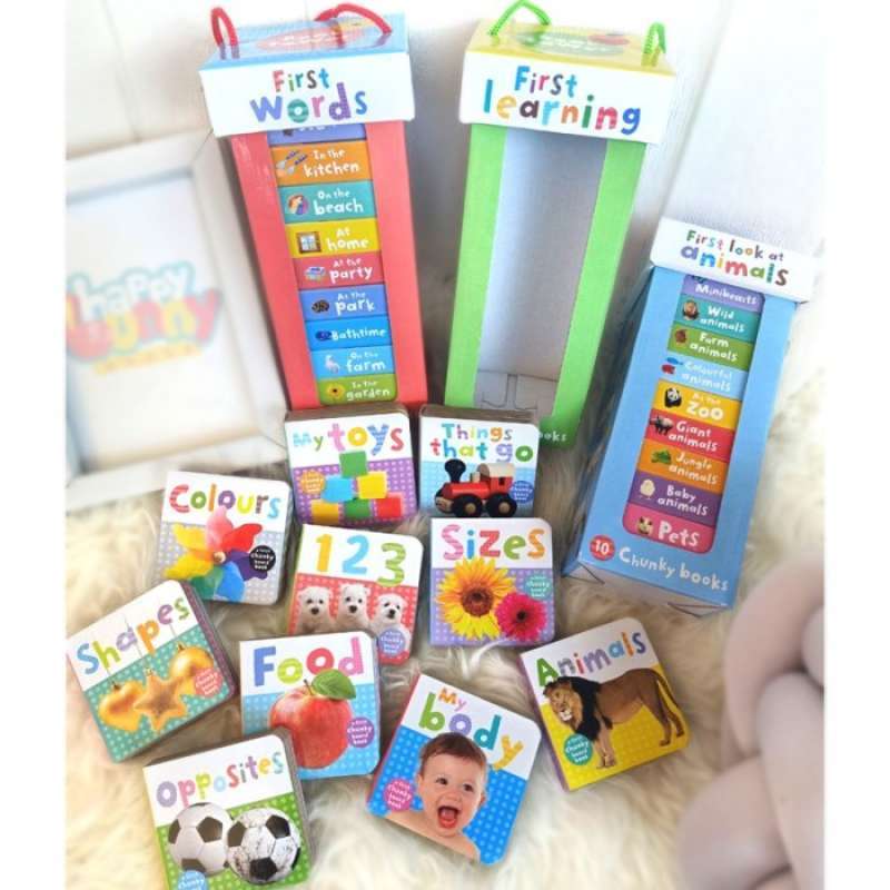 Promo TOWER BOARD BOOKS SET FIRST LEARNING / ANIMALS / FIRST WORDS ...
