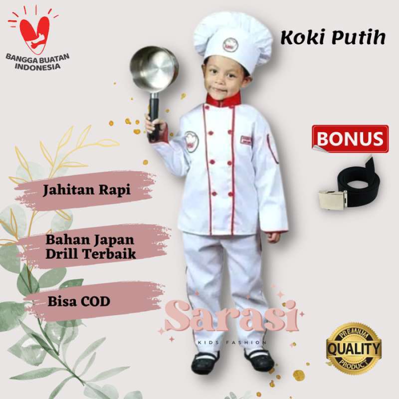 Promo Baju Koki Chef Anak Kostum Koki Chef Anak Anak Pakaian Profesi ...