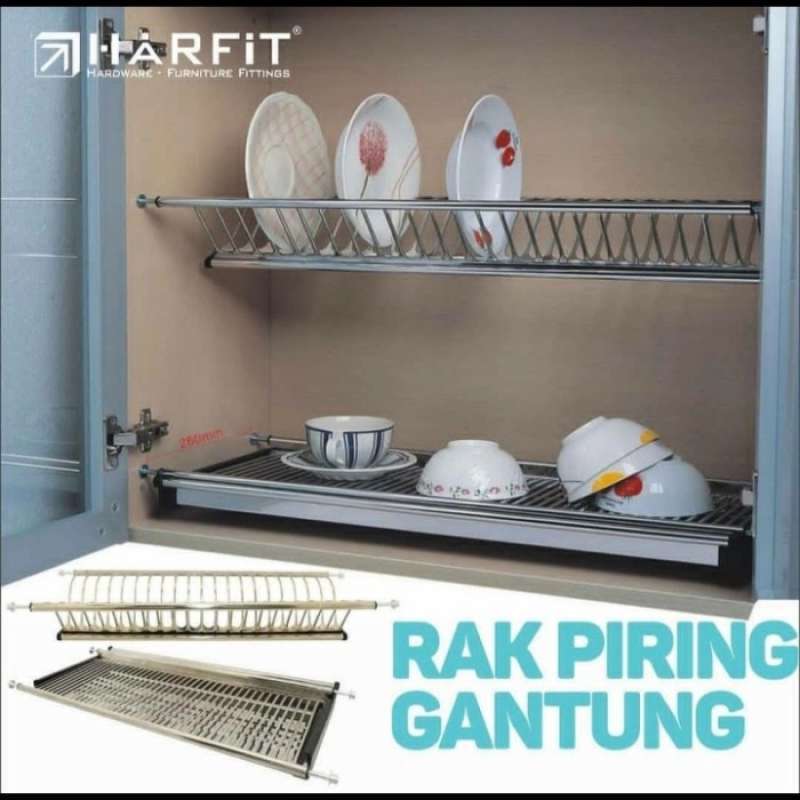 Promo Rak (60cm) Piring Gelas 2 Susun Untuk Kabinet Atas Lemari Atas ...