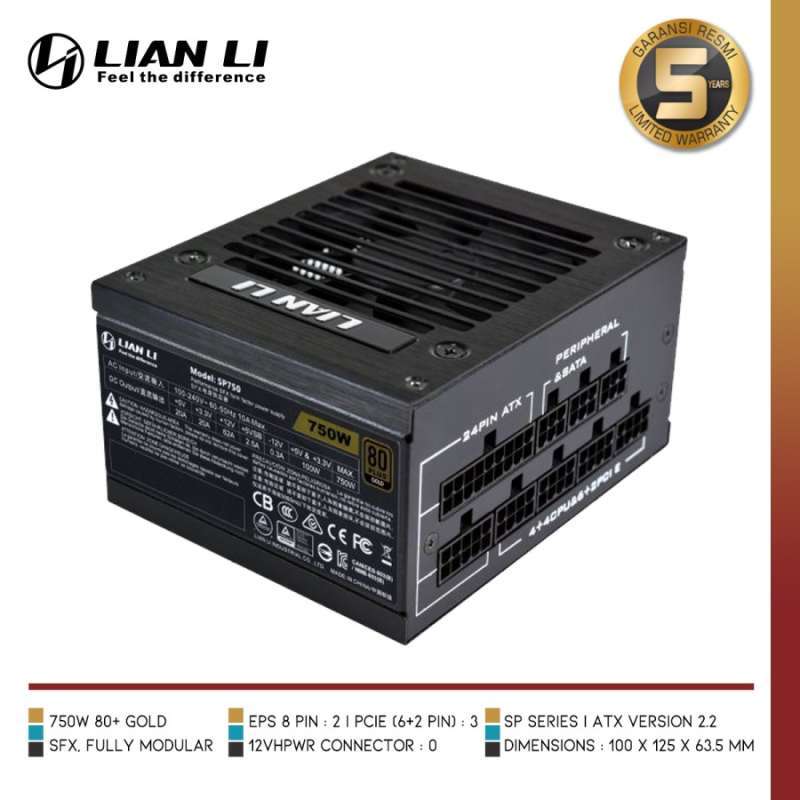 Jual LIAN LI SP750 | PSU 750W 80+ Gold Fully Modular SFX - Hitam di ...