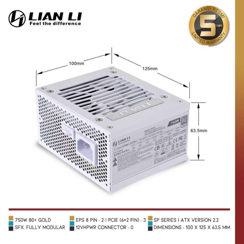 Jual LIAN LI SP750 | PSU 750W 80+ Gold Fully Modular SFX - Hitam di ...
