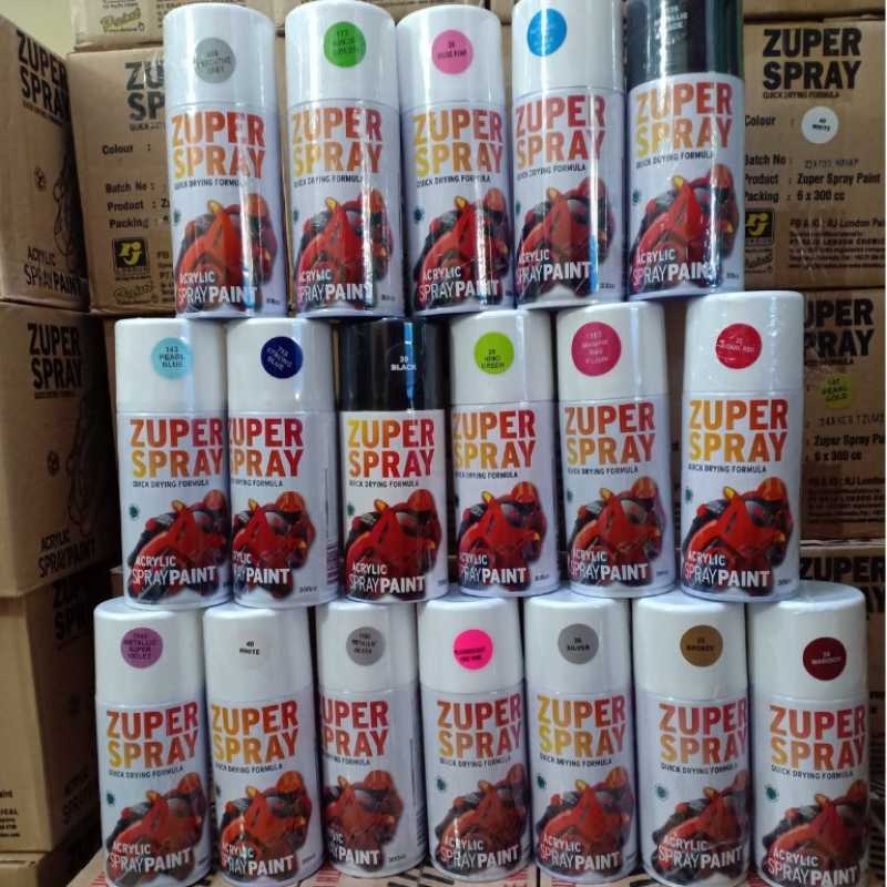 Jual Zuper Spray Paint Pilok Pilox Cat Semprot Warna Standard 300ml Hitam, Clear, Putih, Hijau ...