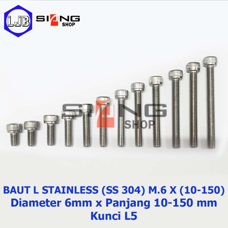 Jual Baut L M6 Stainless 304 THE A2-70 - 65mm (6.5cm) di Seller siang ...