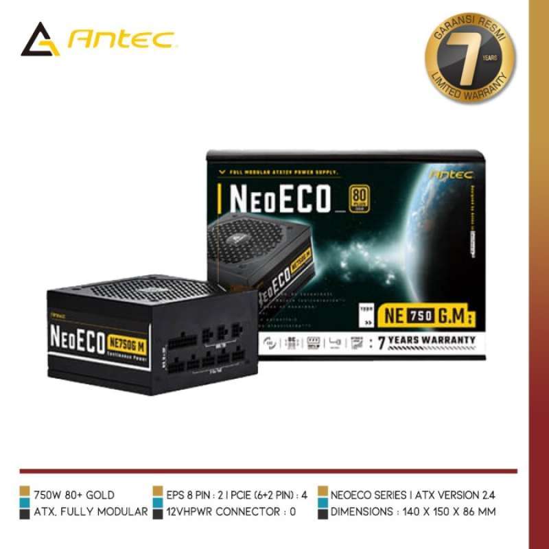 Jual ANTEC NeoECO Gold modular 750W | PSU 750W 80+ Gold Fully Modular ...