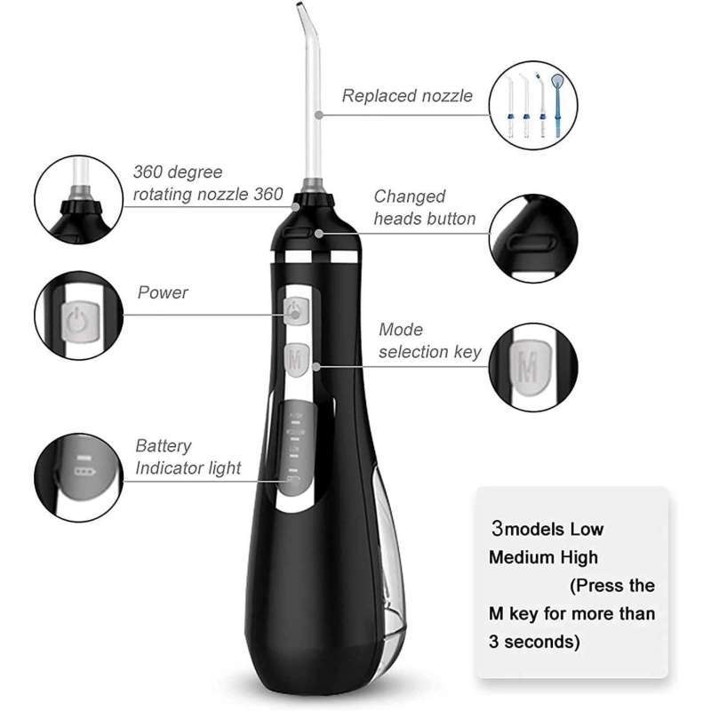 Jual Dental Water Flosser Semprot Pembersih Gigi 3 Mode 200ml V500 ...