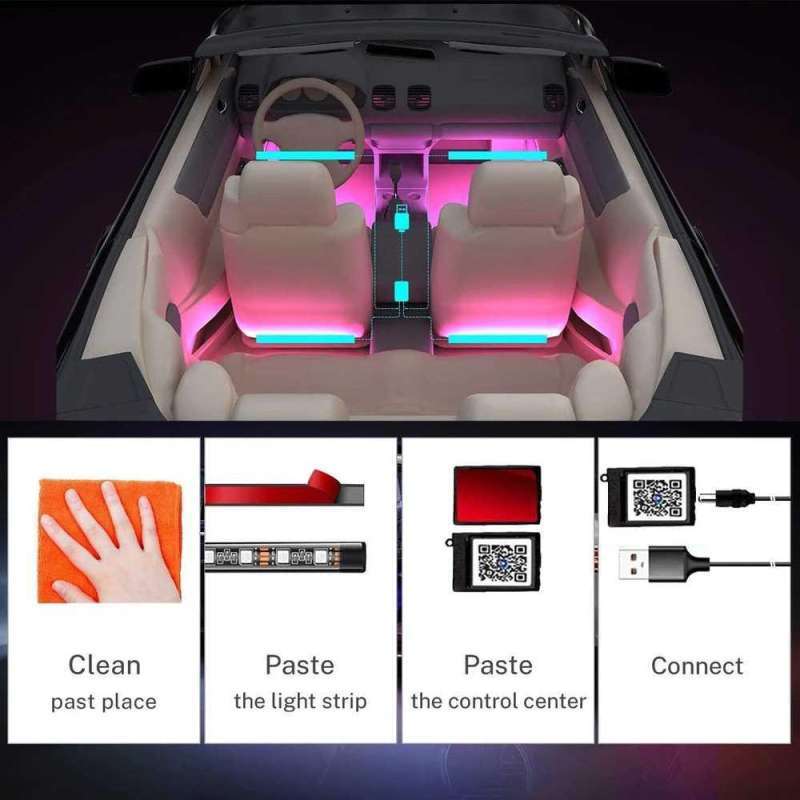 Jual Anmingpu Lampu Led Strip Flexible Rgb Car Foot Light 36 Led Usb ...