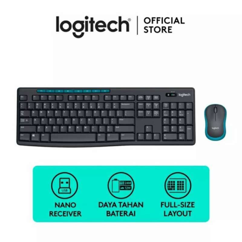 Promo Logitech Mk275 Full Size Wireless Combo Keyboard Mouse - Black ...