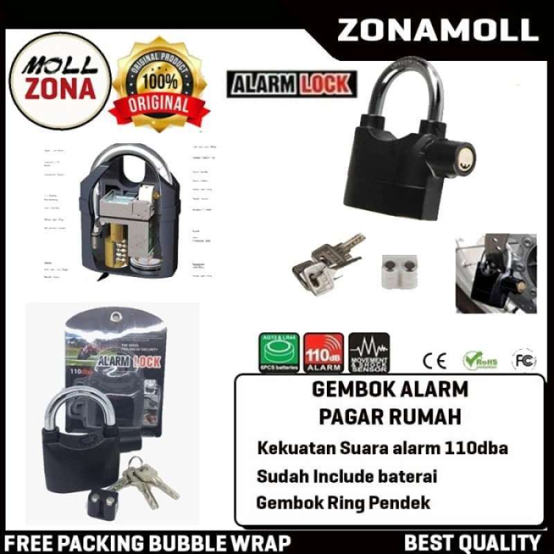 Promo Gembok Alarm Disk Lock Kunci Pagar Rumah / Cakram Ban Motor ...
