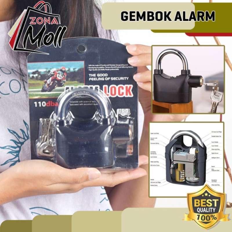 Promo Gembok Alarm Disk Lock Kunci Pagar Rumah / Cakram Ban Motor ...