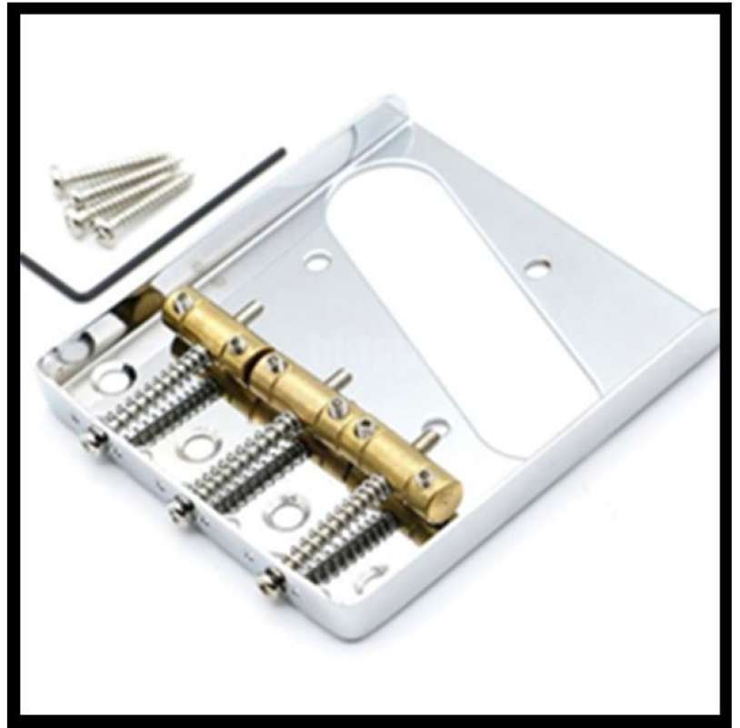 Jual Bridge Telecaster 3 Saddle Brass Compensated Chrome - Cut Off Di ...