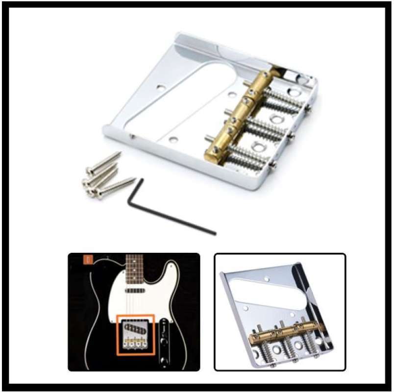 Jual Bridge Telecaster 3 Saddle Brass Compensated Chrome - Cut Off Di ...