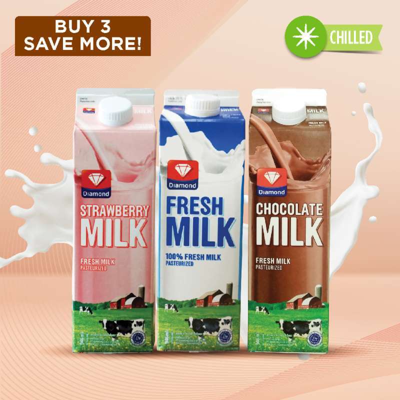 Promo Diamond Milk Fresh 946 Ml (chocolate, Plain, Strawberry) Diskon ...