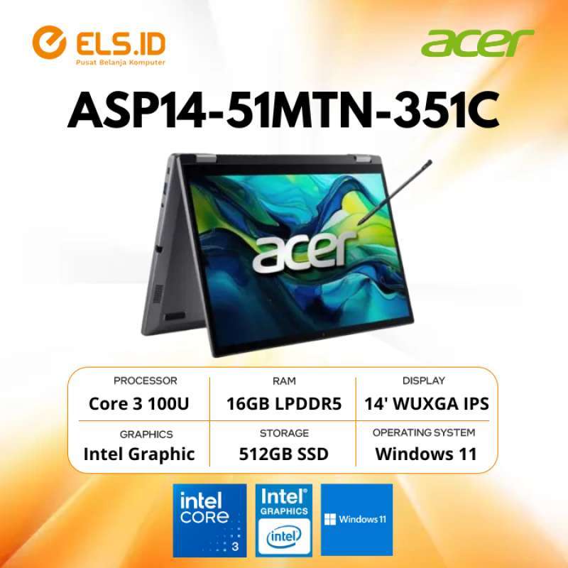 Jual Acer Aspire Spin Asp14-51mtn Touch 2in1 Intel Core 3 100u 16gb Ssd ...