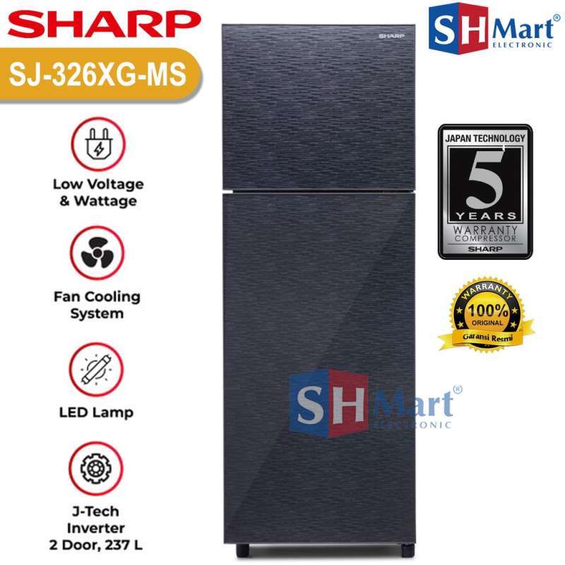 Jual Kulkas Sharp 2 Pintu Jumbo Sj-326xg / Sj326xg Model Kaca Low Watt Garansi Resmi Di Seller ...
