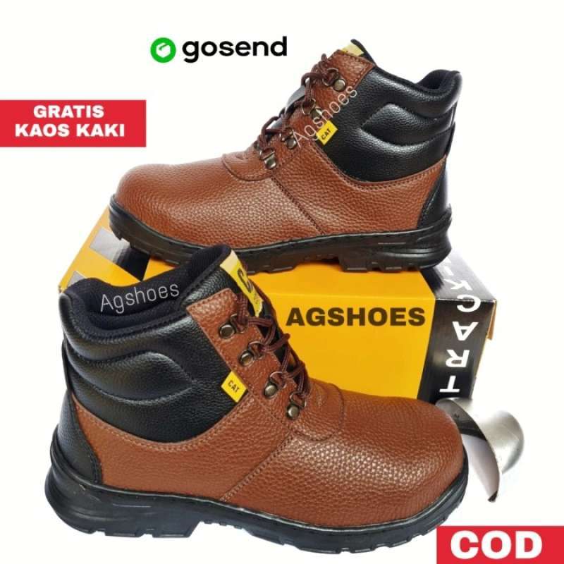Promo Sepatu Boots Safety Proyek Kerja Lapangan Bahan Kulit Ujung Besi ...