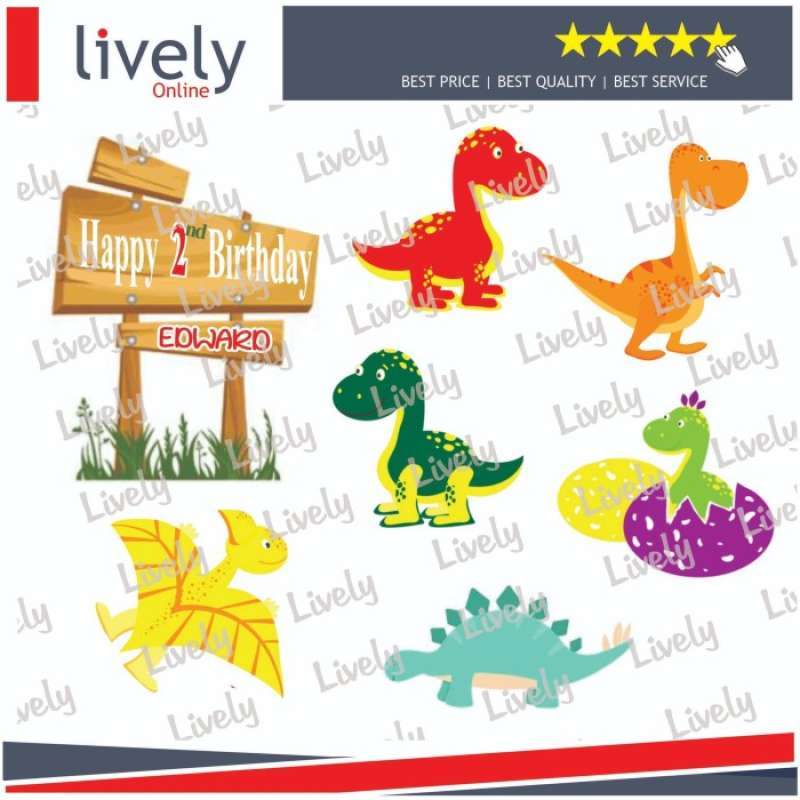 Promo Cake Topper Karakter Hiasan Hbd Happy Birthday Nama Dino Set ...