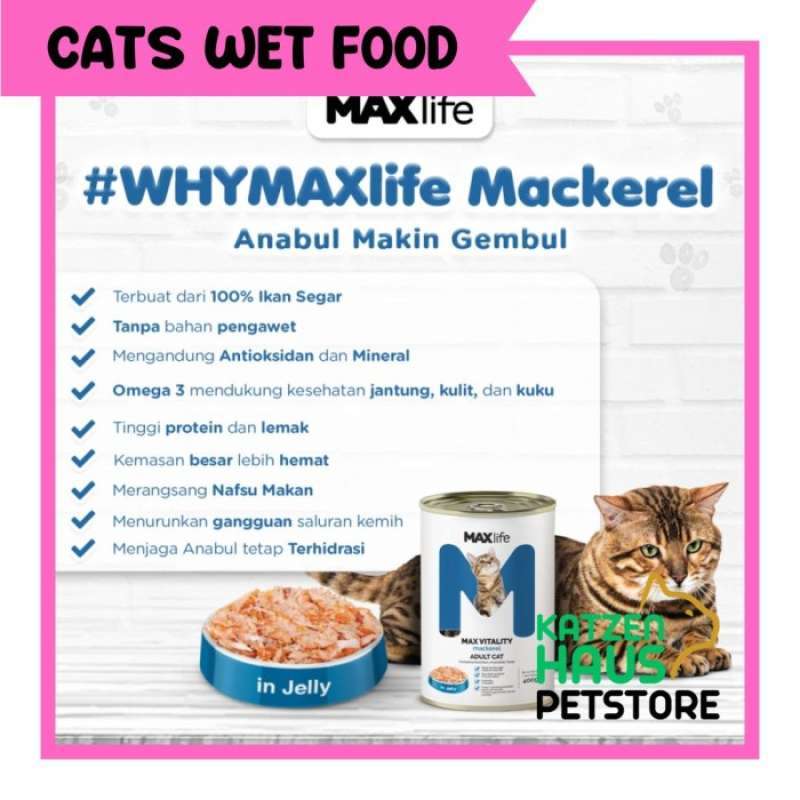 Jual Max Life Makanan Kucing Basah Wetfood (can/kaleng) Di Seller ...