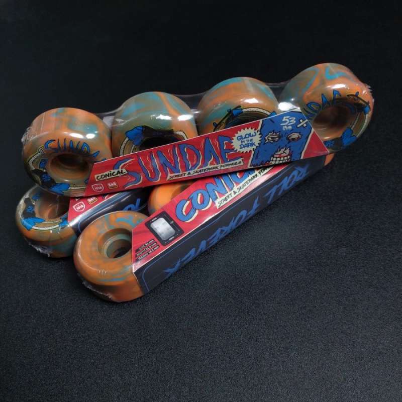 Jual Roda Skateboard Sundae Wheels 53mm Conical 101a Glow In The Dark ...