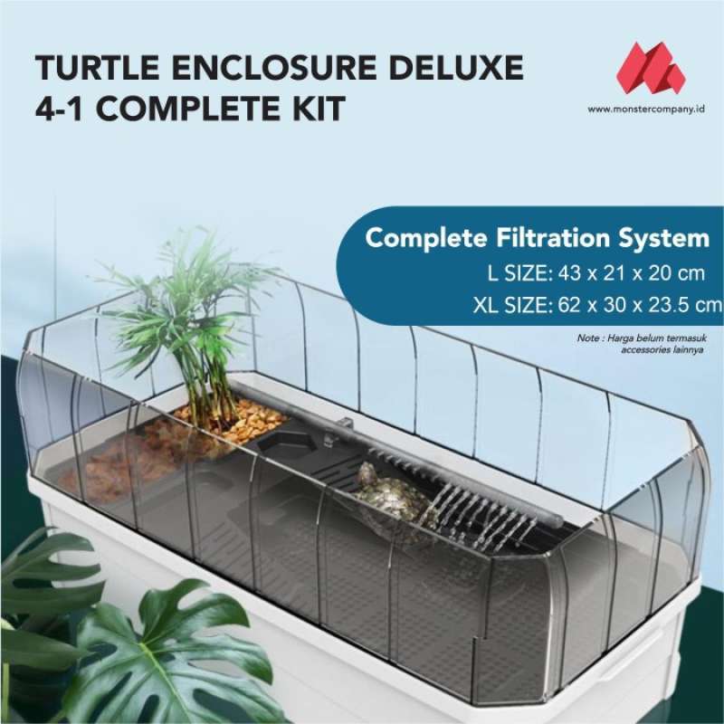 Promo Deluxe Complete Turtle Enclosure Aquarium Tank Kandang Kura Xl ...