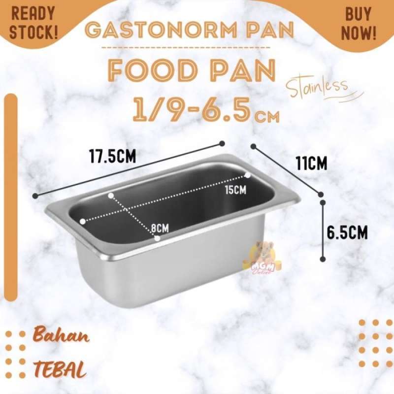 Jual Food Pan Prasmanan Stainless Ukuran 1/9 Tinggi 6.5cm / Wadah ...