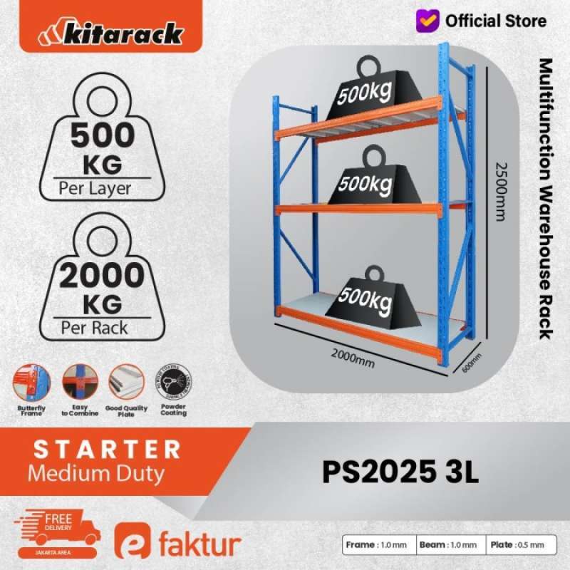 Promo Rak Gudang Tanpa Baut Kitarack Starter Ps2025 2,5 Meter Medium ...