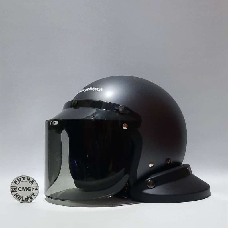 Jual Paket Helm Cargloss Original Retro Abu Doff Kaca Datar Flat ...