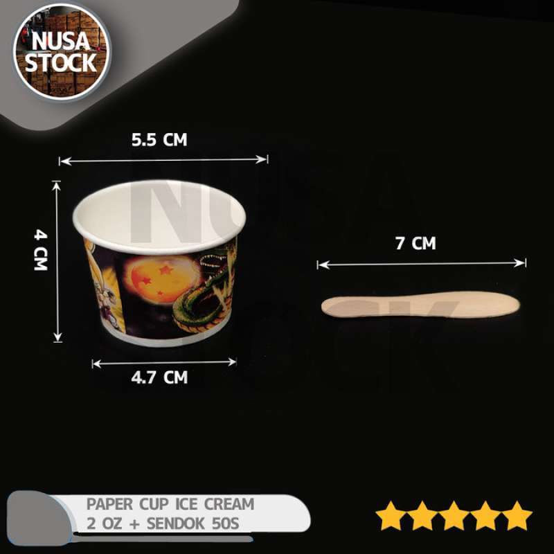 Jual Paper Cup Kertas Es Ice Cream Puding Jelly 2 Oz 65 Ml + Sendok 50 ...