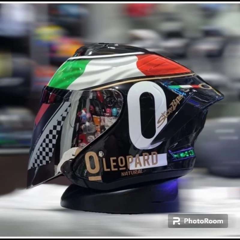 Promo Helm Js Armor Half Face Leopard Easy Gren Single Visor - Leopard ...