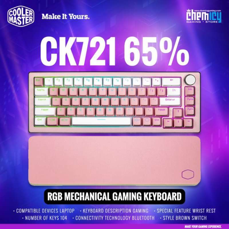 Promo Master Ck721 65% Sakura Rgb Hybrid Mechanical Gaming Keyboard ...