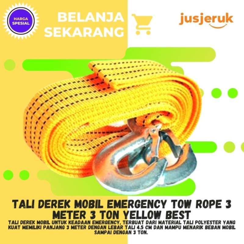 Promo Jfactory Tali Derek Mobil Emergency Tow Rope 3 Meter 3 Ton Yellow ...