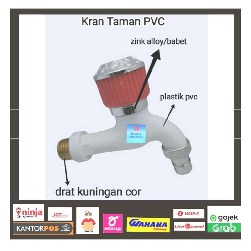 Jual kran taman pvc drat kuningan ukuran 1/2/kran taman/kran air/kran ...